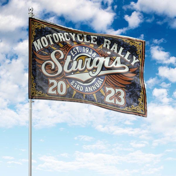 2023 Sturgis Motorcycle Rally Script Wings Flag DTL18042302Teexim